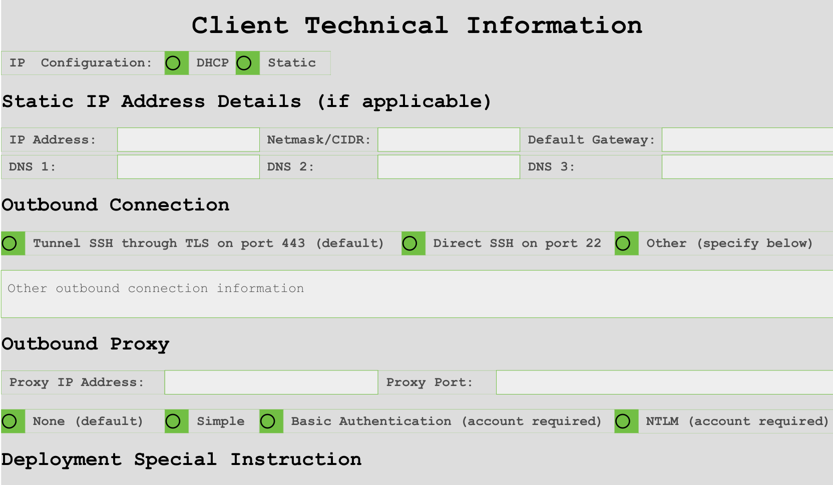Questionnaire: Client Technical Information – Telesploit